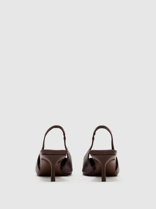 REISS Carla Leather Slingback Low-heel Court Shoes