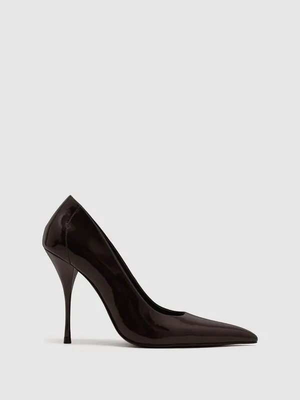 REISS Taylor Patent Leather Pointed-toe Stiletto Court Shoes
