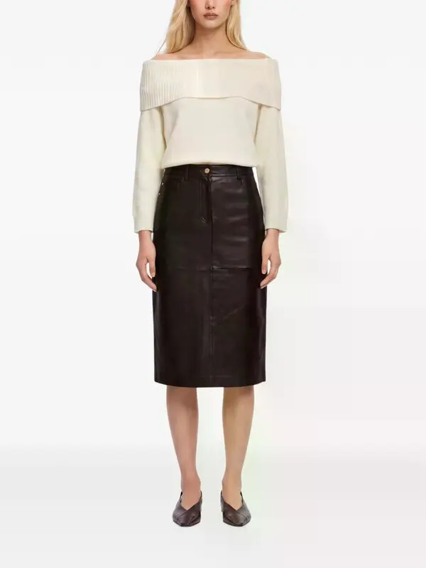 Max Mara Leather Midi Skirt