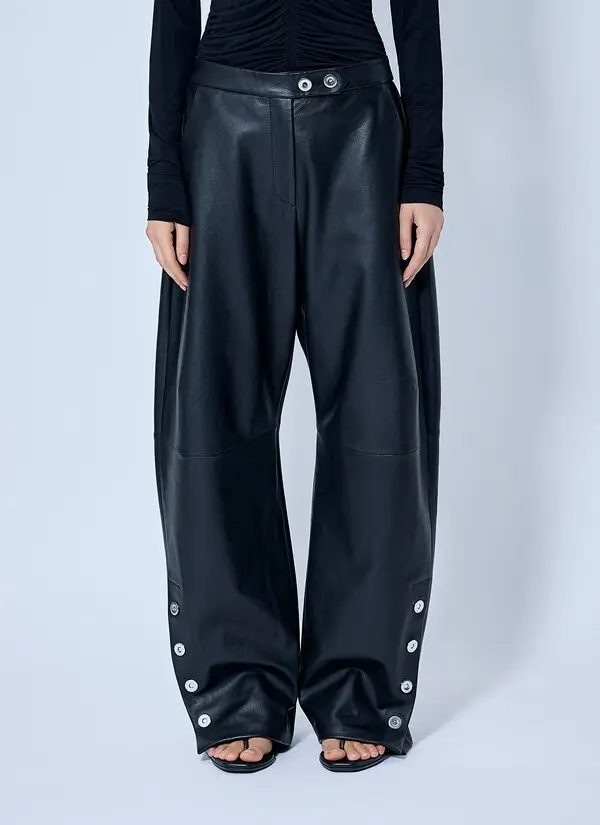 Sportmax Wide-leg Leather Trousers - Black