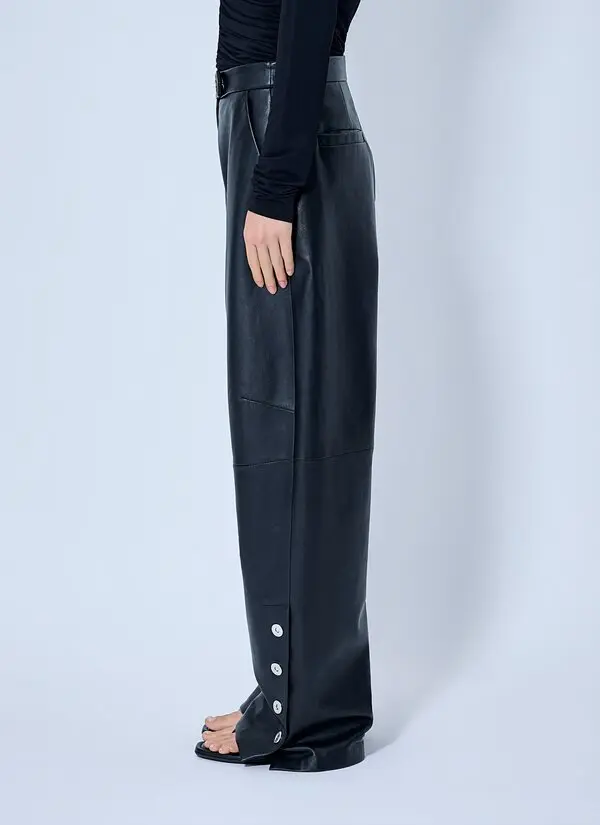 Sportmax Wide-leg Leather Trousers - Black