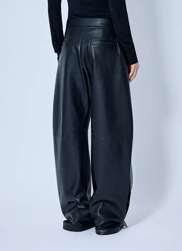 Sportmax Wide-leg Leather Trousers - Black