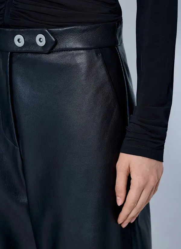 Sportmax Wide-leg Leather Trousers - Black
