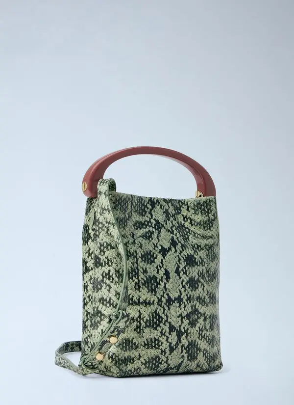 Dries Van Noten Snake-embossed Leather Top Handle Bag