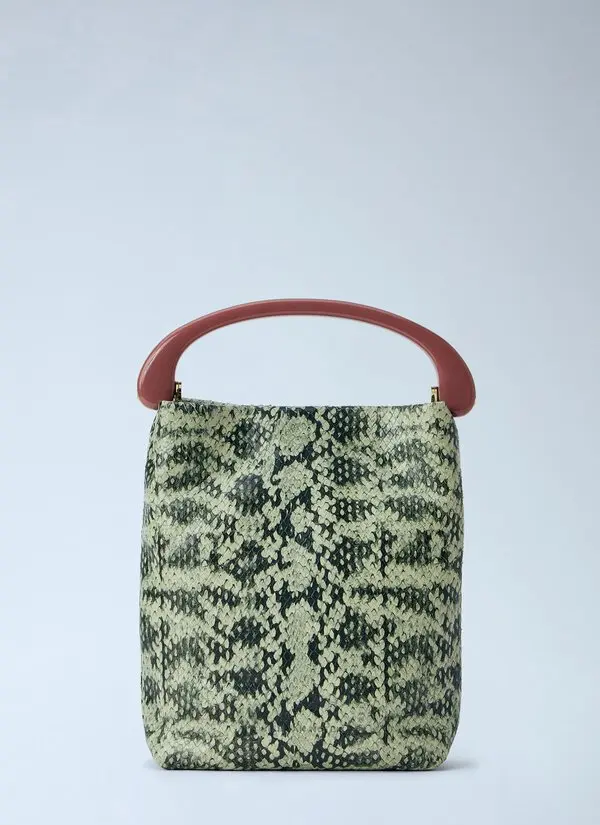 Dries Van Noten Snake-embossed Leather Top Handle Bag