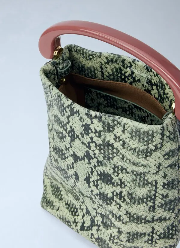 Dries Van Noten Snake-embossed Leather Top Handle Bag