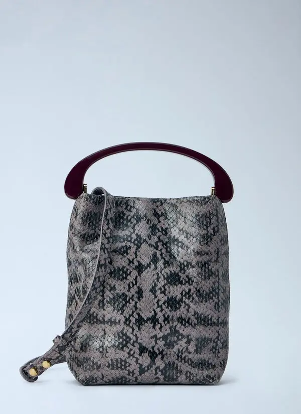Dries Van Noten Snake-embossed Leather Top Handle Bag