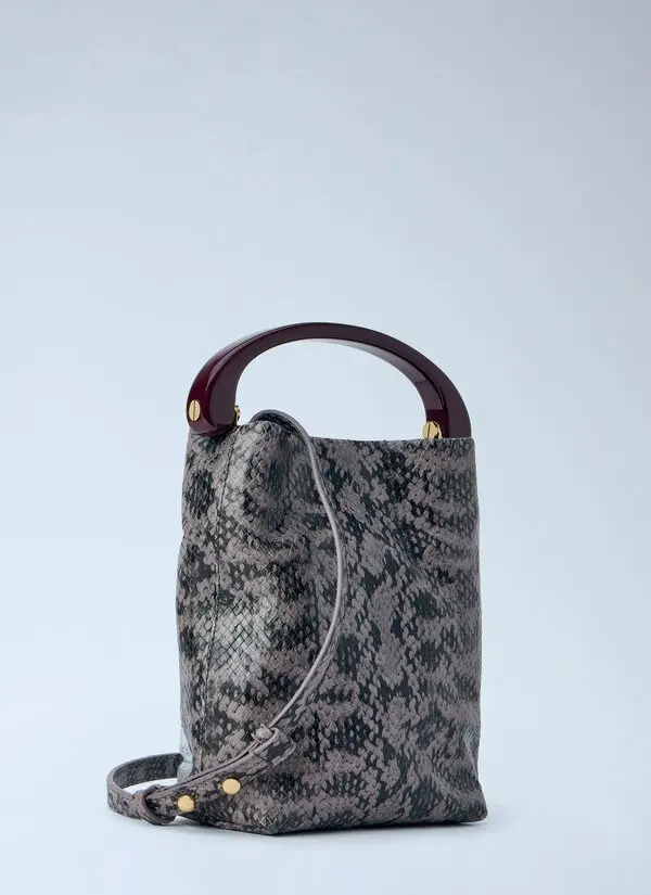 Dries Van Noten Snake-embossed Leather Top Handle Bag