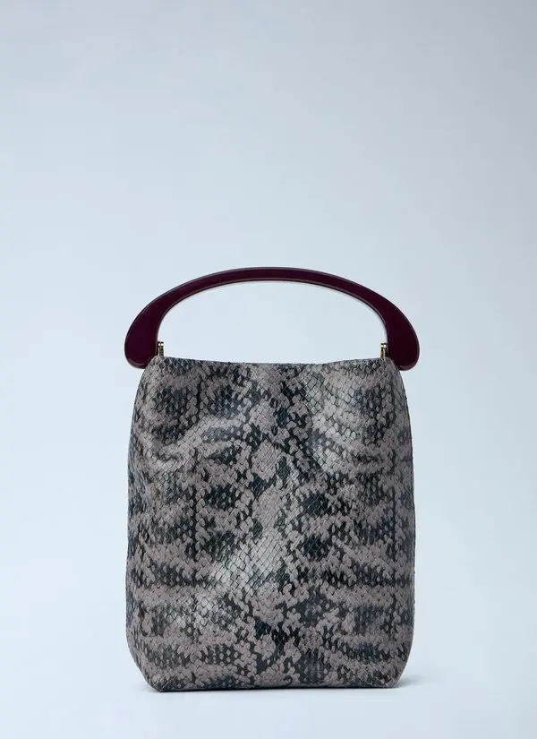Dries Van Noten Snake-embossed Leather Top Handle Bag