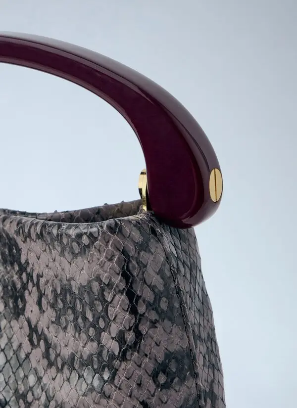 Dries Van Noten Snake-embossed Leather Top Handle Bag