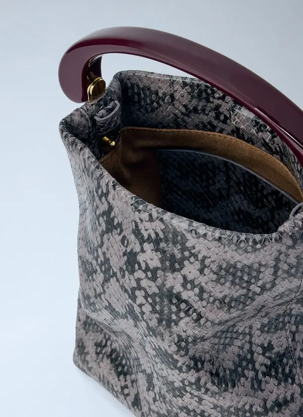 Dries Van Noten Snake-embossed Leather Top Handle Bag
