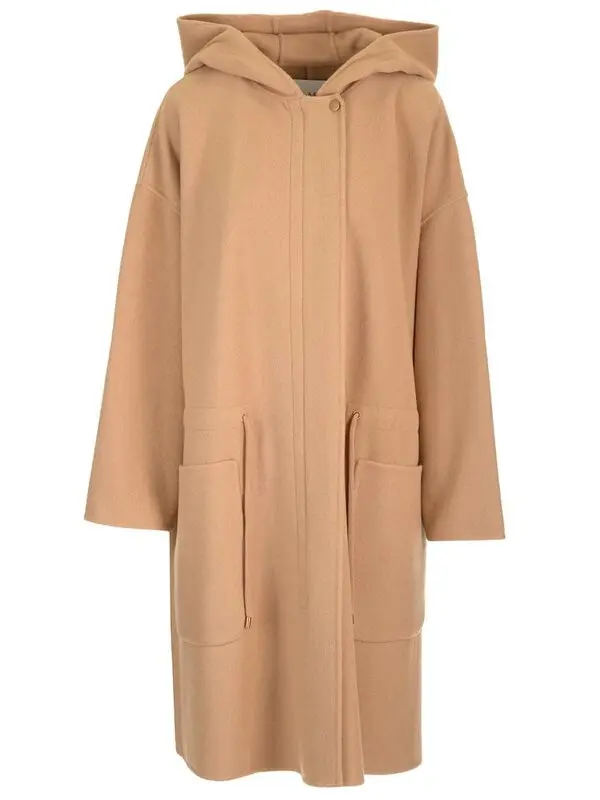 Max Mara Wool And Cashmere Blend Miele Coat - Cream