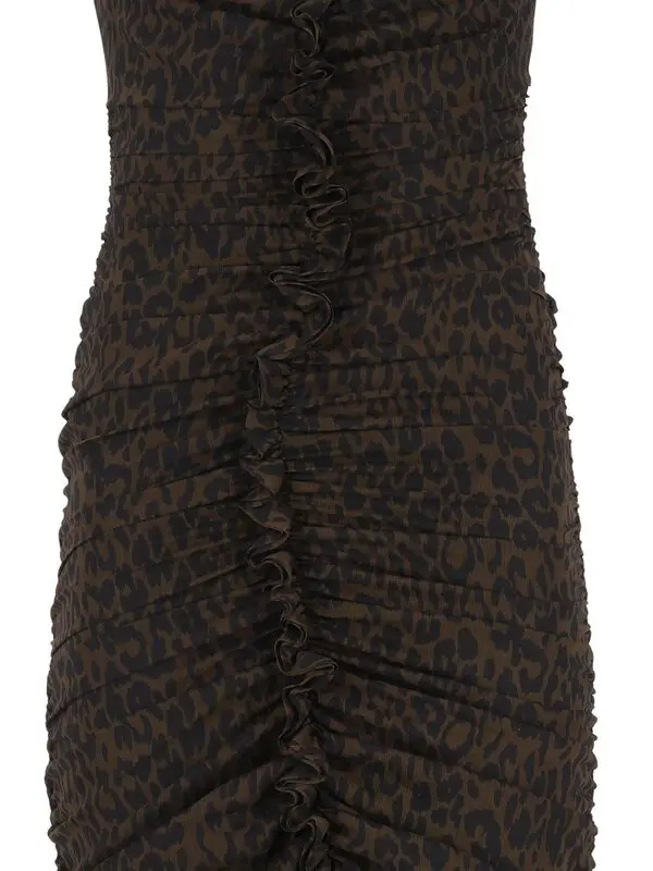 ROTATE BY BIRGER CHRISTENSEN Ruched Leopard-print Midi Dress