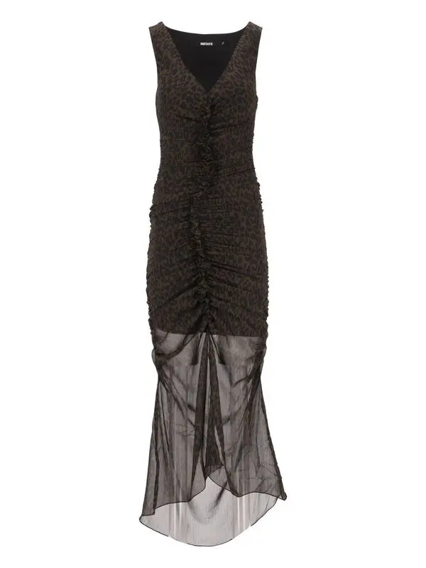 ROTATE BY BIRGER CHRISTENSEN Ruched Leopard-print Midi Dress - Multicolor