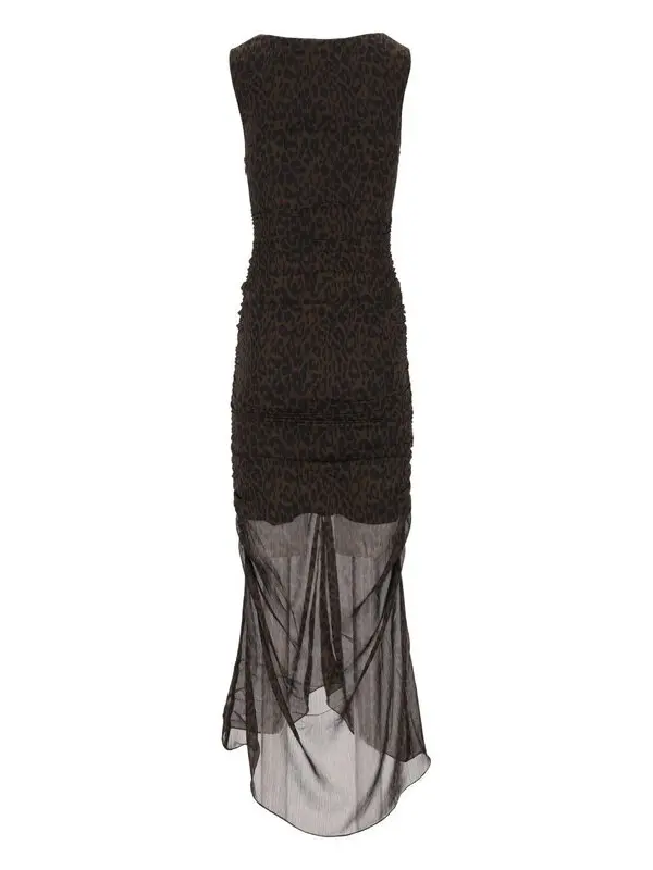 ROTATE BY BIRGER CHRISTENSEN Ruched Leopard-print Midi Dress