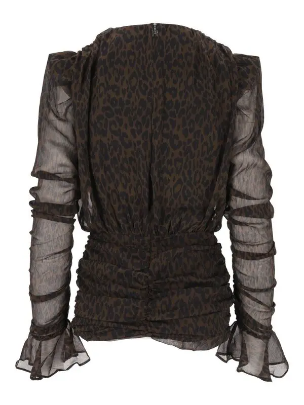 ROTATE BY BIRGER CHRISTENSEN Ruched Leopard-print Mini Dress
