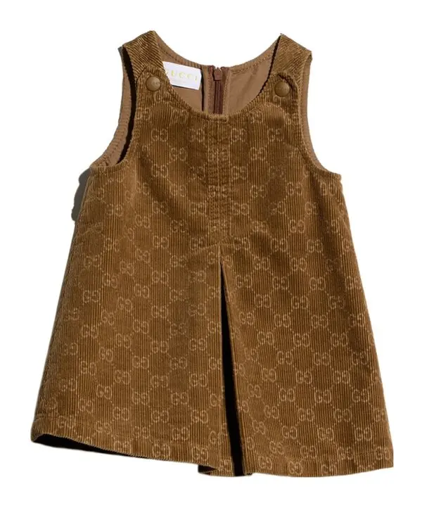 Gucci Gg Monogram Corduroy Pinafore Dress - Brown