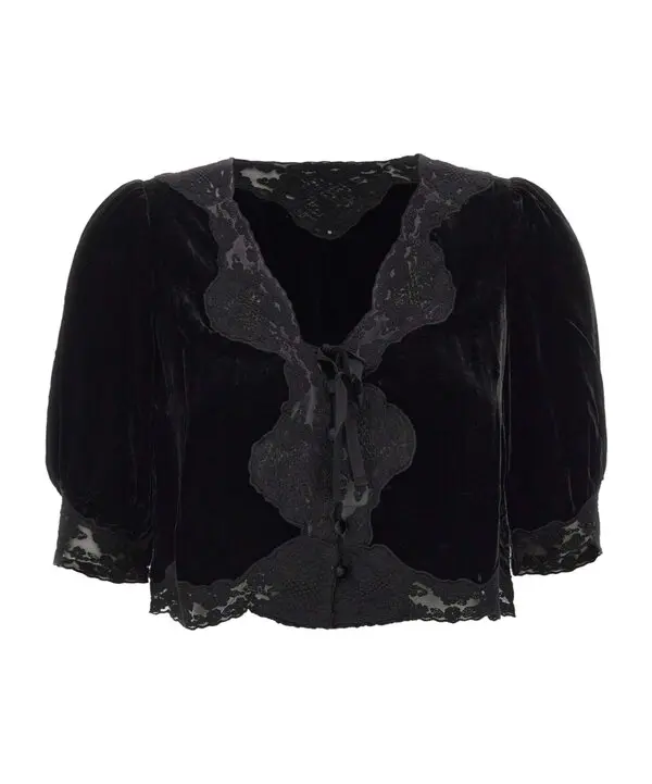 Rixo Ursula Velvet Top - Black
