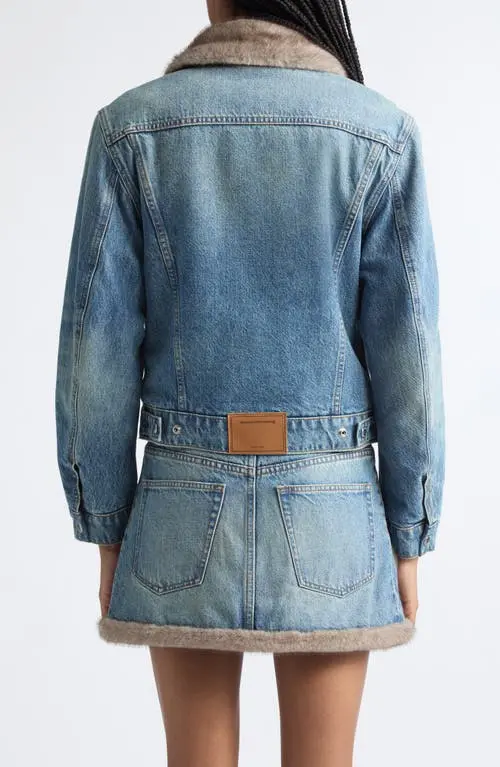 Alexander Wang Faux Fur Trim Denim Jacket