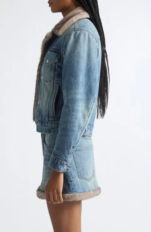 Alexander Wang Faux Fur Trim Denim Jacket