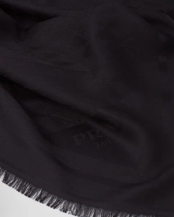 Prada Symbole Silk And Wool Jacquard Shawl