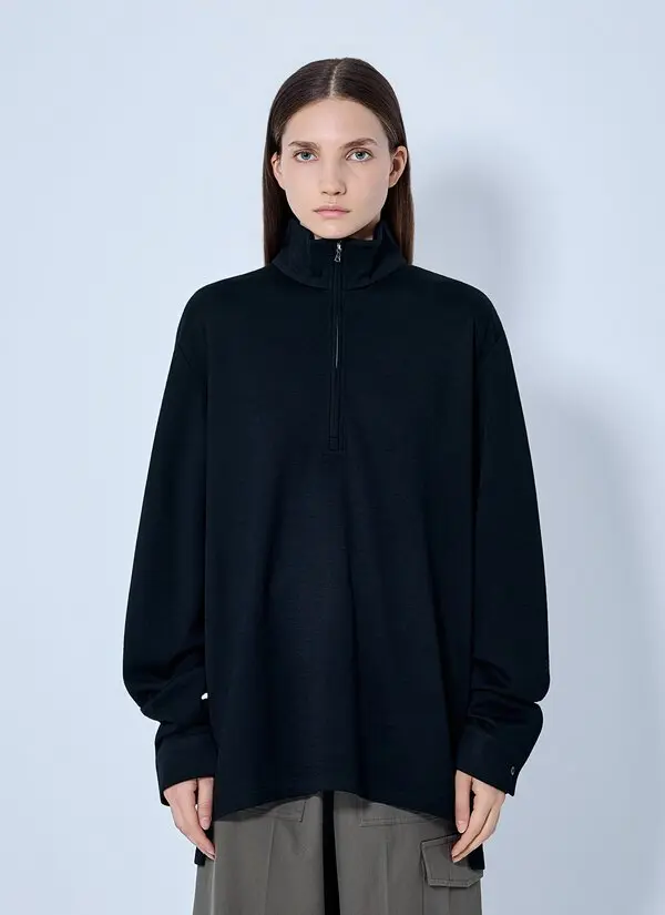 RIER Polar Jogging Virgin Wool Half-zip Top - Black