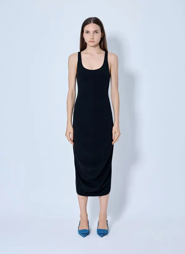 Jacquemus La Regata Draped Midi Dress - Black