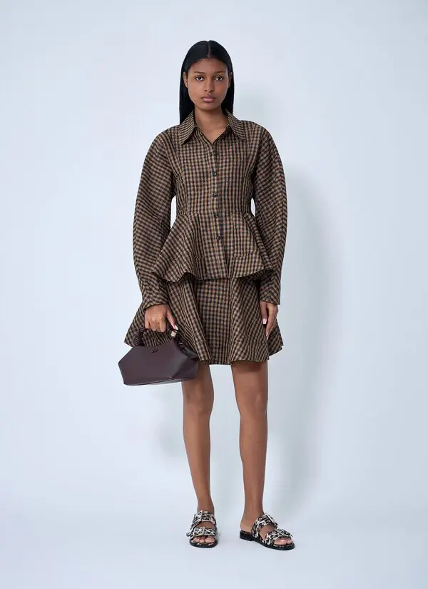 GANNI Crinkle Peplum Shirt