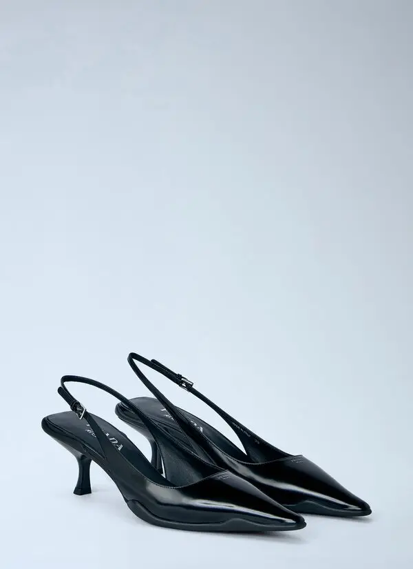 Prada Pointed-toe Slingback Pumps - Black