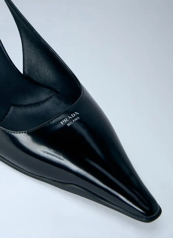 Prada Pointed-toe Slingback Pumps - Black