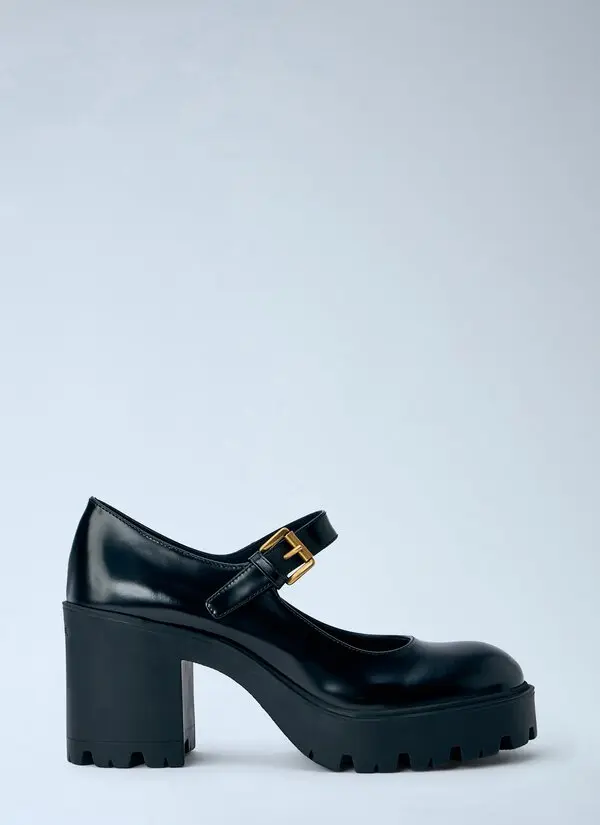 Prada Brushed Leather Pumps - Black
