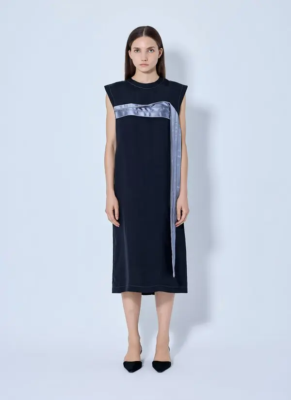 Marni Sleeveless Midi Dress With Satin Detail - Black