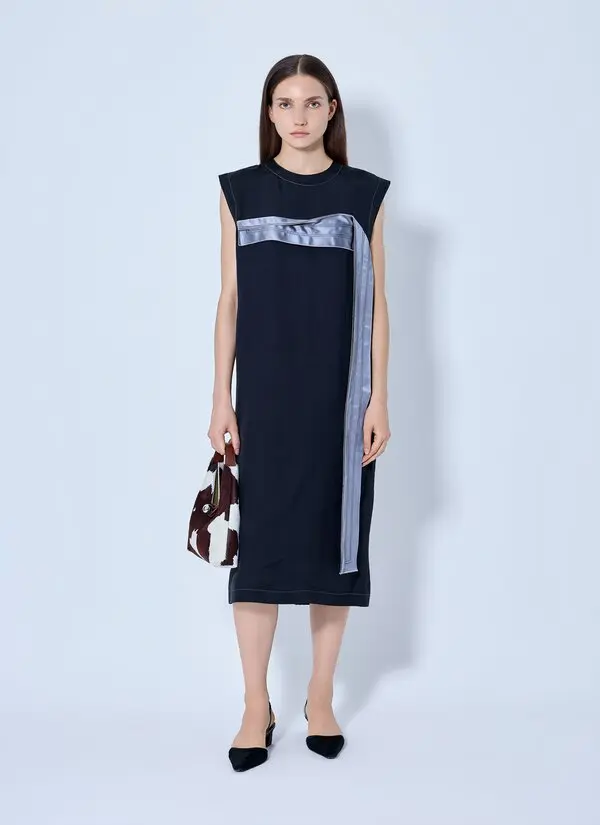 Marni Sleeveless Midi Dress With Satin Detail