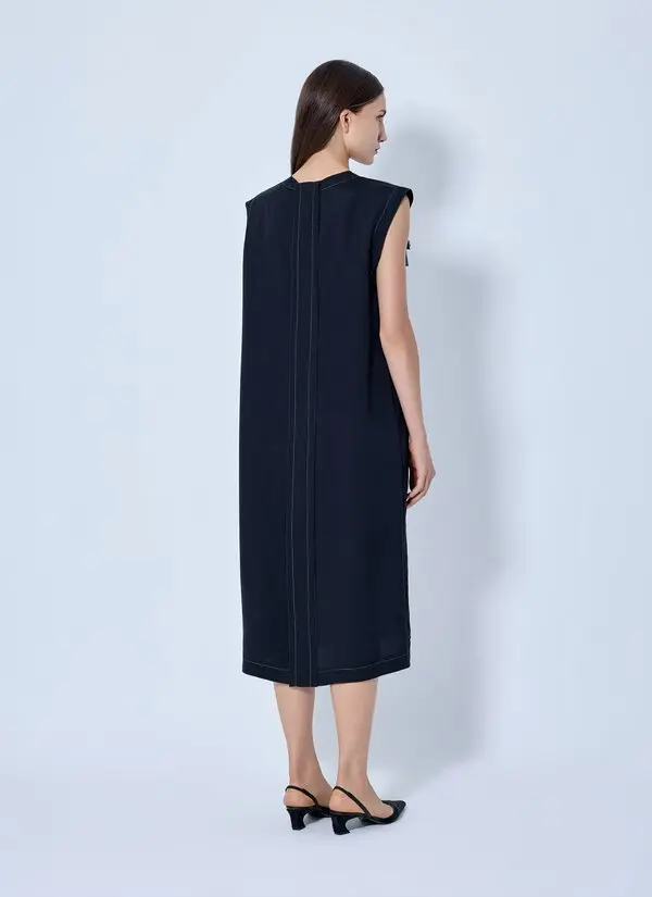 Marni Sleeveless Midi Dress With Satin Detail