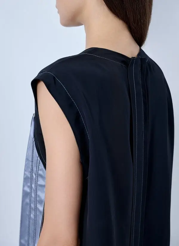 Marni Sleeveless Midi Dress With Satin Detail