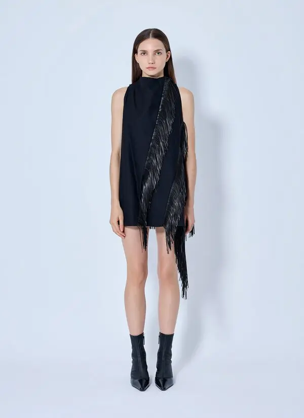 Sportmax Fringe Trim Sleeveless Dress - Black