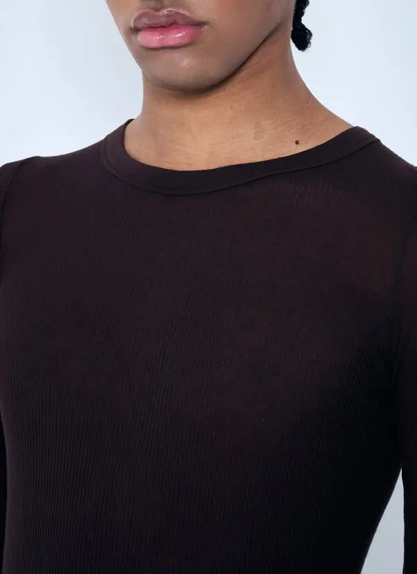 Rick Owens Rib Long Sleeve T-shirt - Brown
