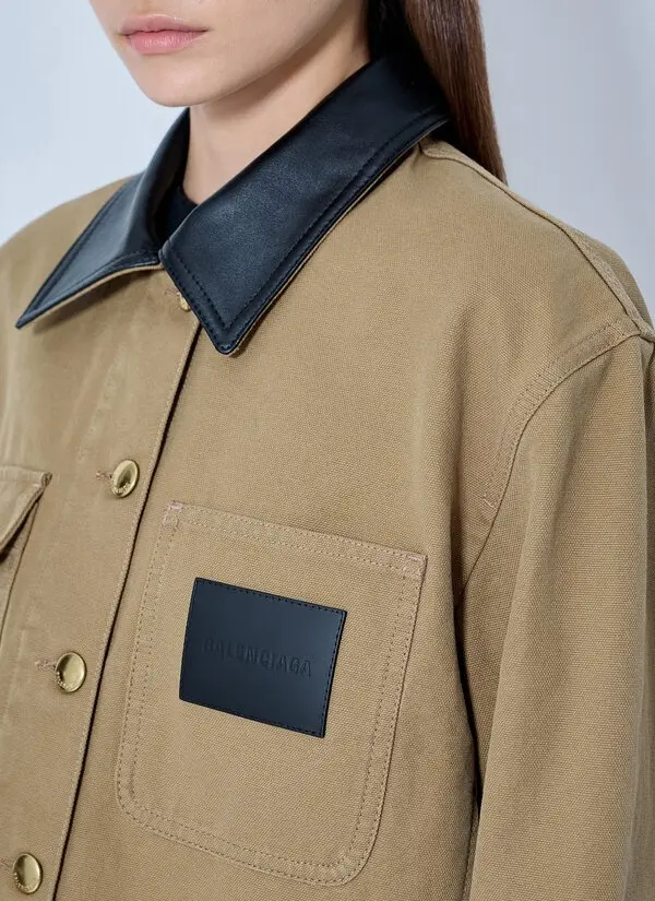 Balenciaga Cropped Workwear Jacket - Cream