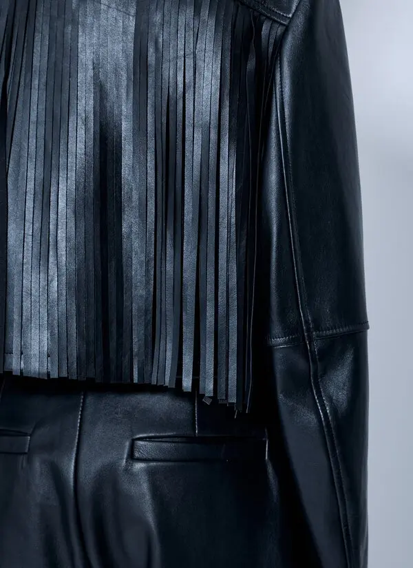 Sportmax Leather Asymmetrical Zip Jacket - Black
