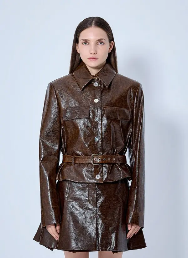 Sportmax Structured Coated Jacket - Brown