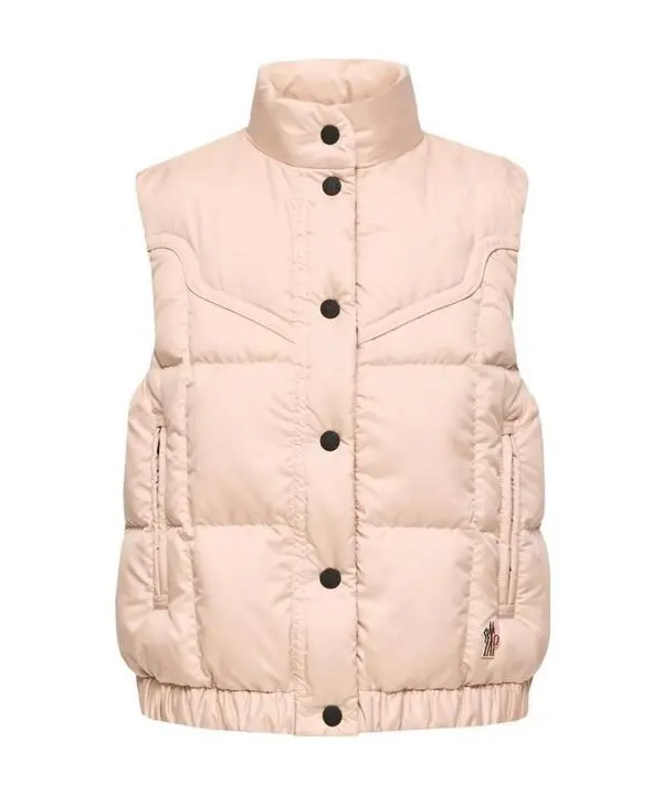 Moncler Doucy Square-quilted Down Vest - Pink
