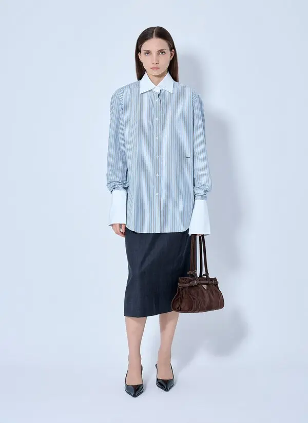 Prada Striped Poplin Long-sleeved Shirt
