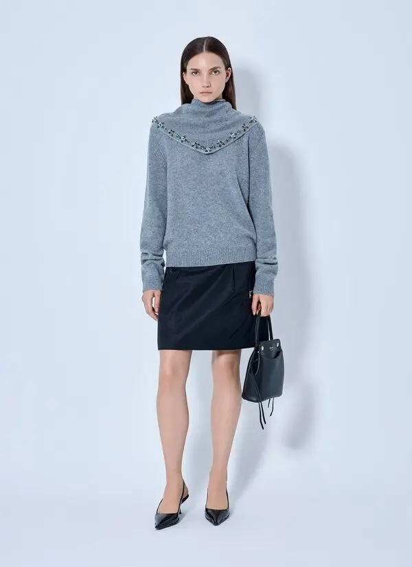 Prada Embroidered-scarf Cashmere Sweater