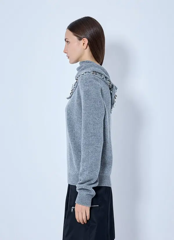 Prada Embroidered-scarf Cashmere Sweater