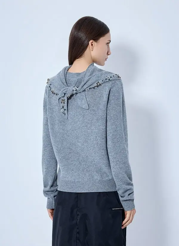 Prada Embroidered-scarf Cashmere Sweater