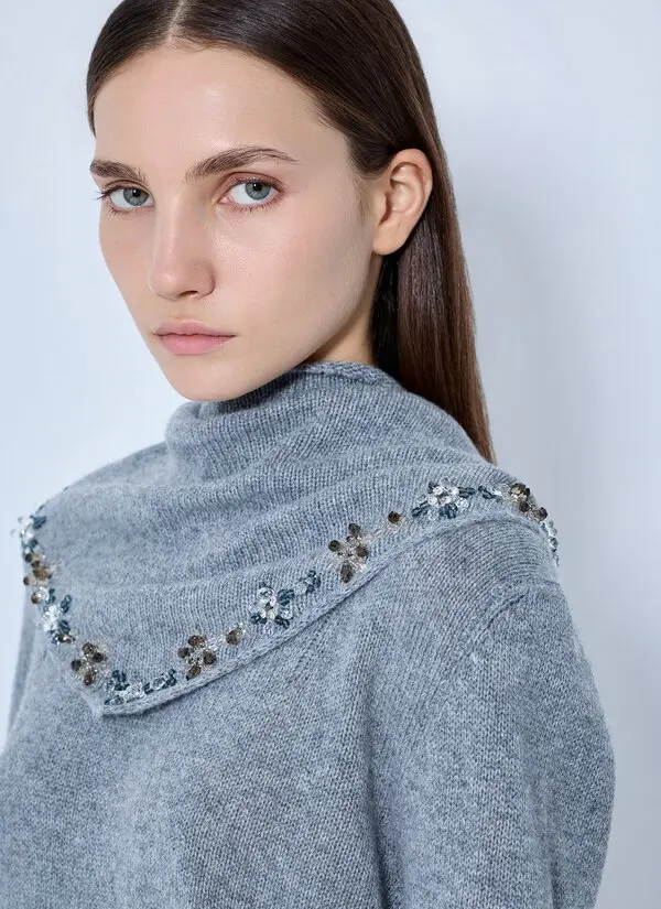 Prada Embroidered-scarf Cashmere Sweater