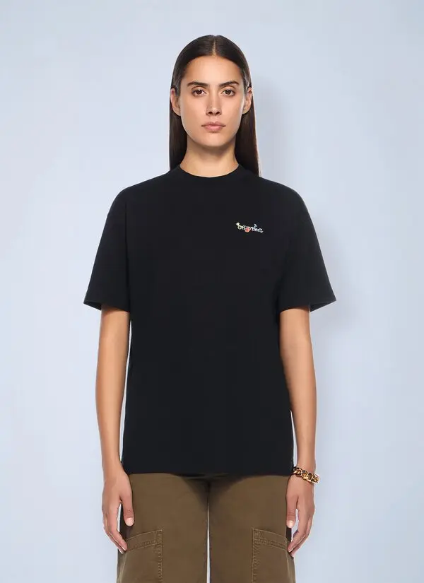 Off-White Arrow Glass Flower Regular Logo T-shirt - Black