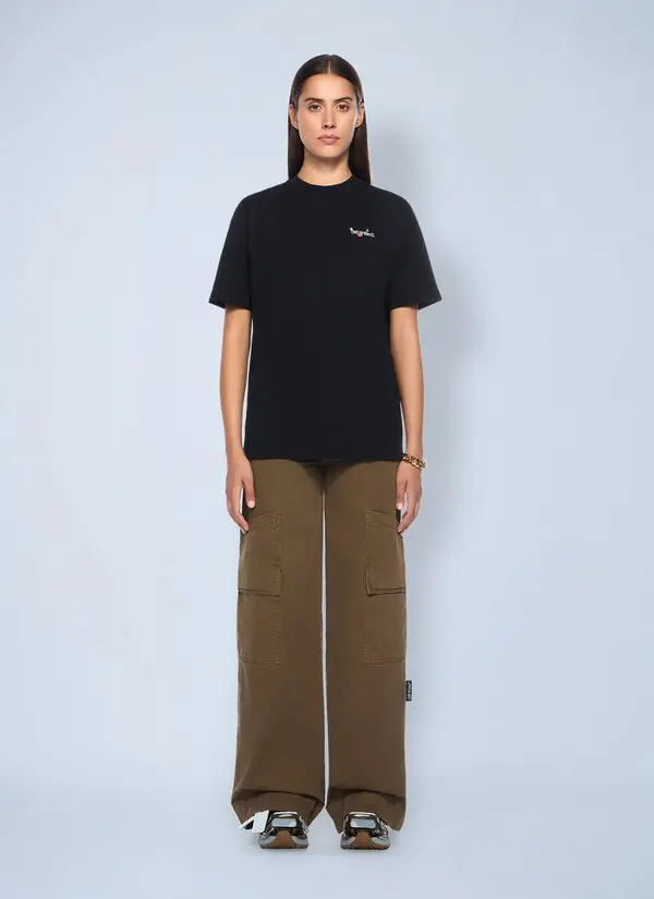 Off-White Arrow Glass Flower Regular Logo T-shirt - Black