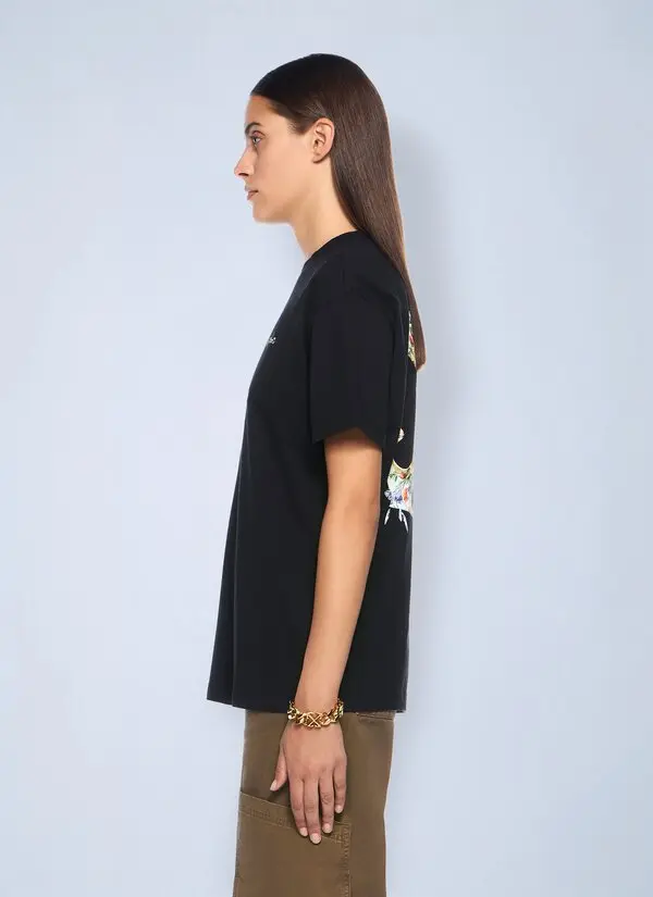 Off-White Arrow Glass Flower Regular Logo T-shirt - Black