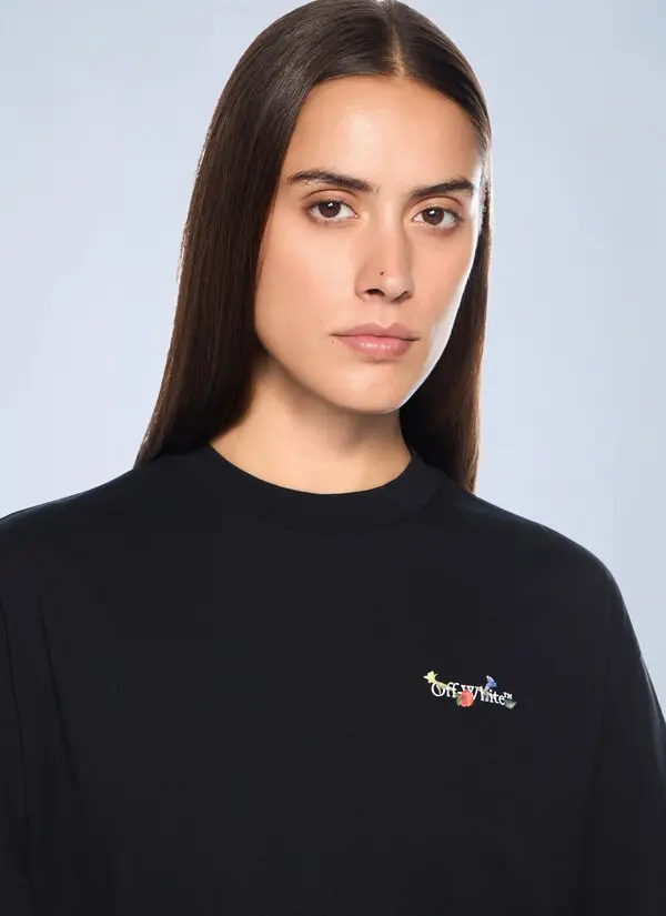 Off-White Arrow Glass Flower Regular Logo T-shirt - Black